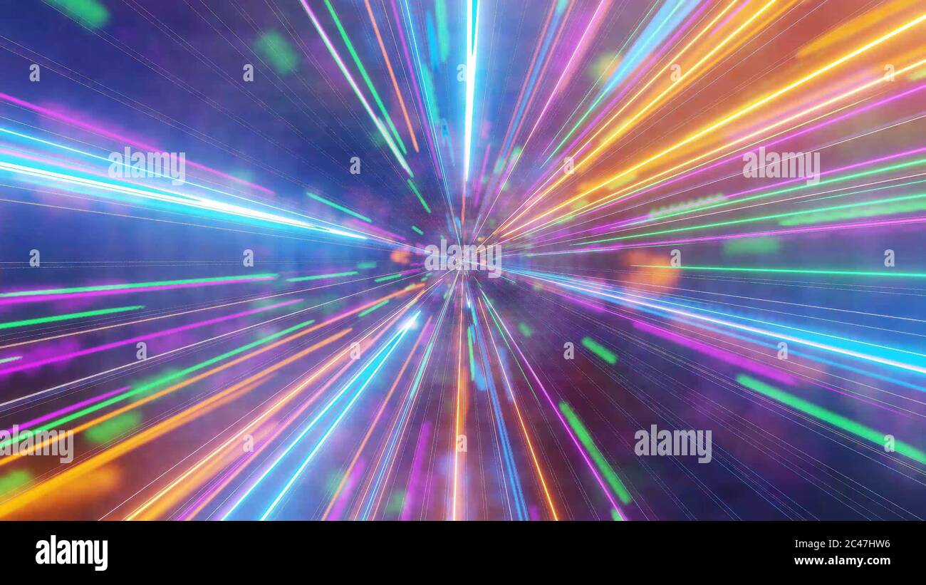 3D rendering abstract futuristic background with rainbow laser lights ...