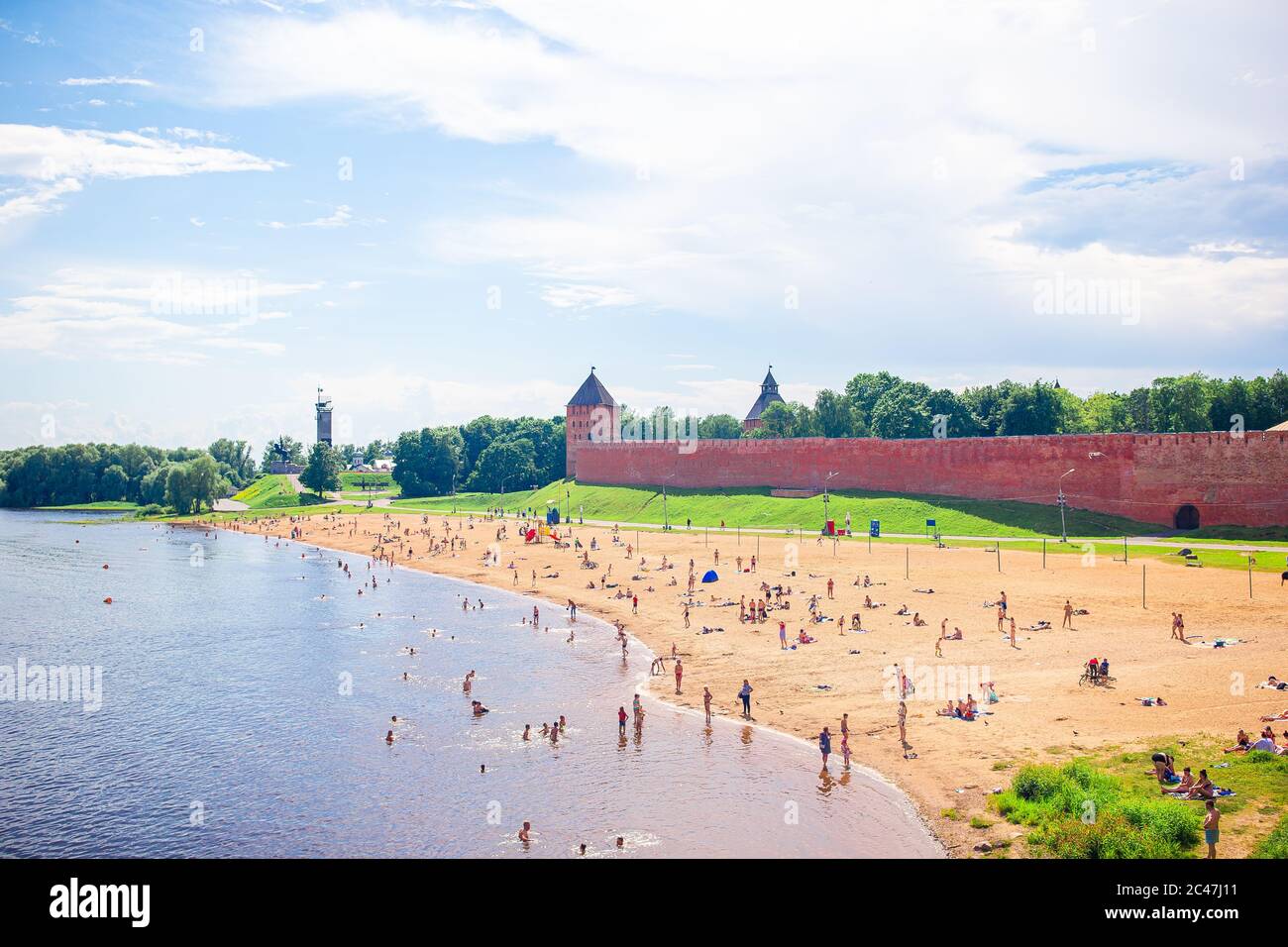 Veliky Novgorod, Russia. Novgorod Kremlin at Volkhov River Stock Photo ...