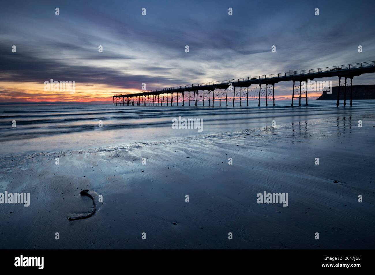 Saltburn Pier North Yorkshire at Summer Sunrise Stock Photo - Alamy