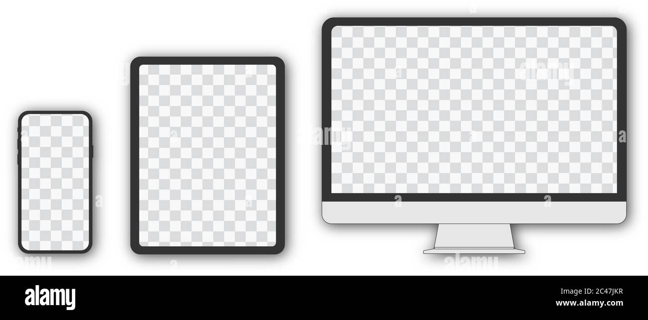 Monitor, tablet, smartphone, realistic vector set on a transparent ...
