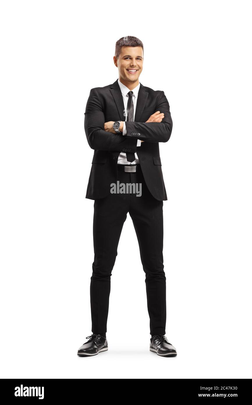 Full Length Portrait Of A Young Professional Man In A Suit Posing With