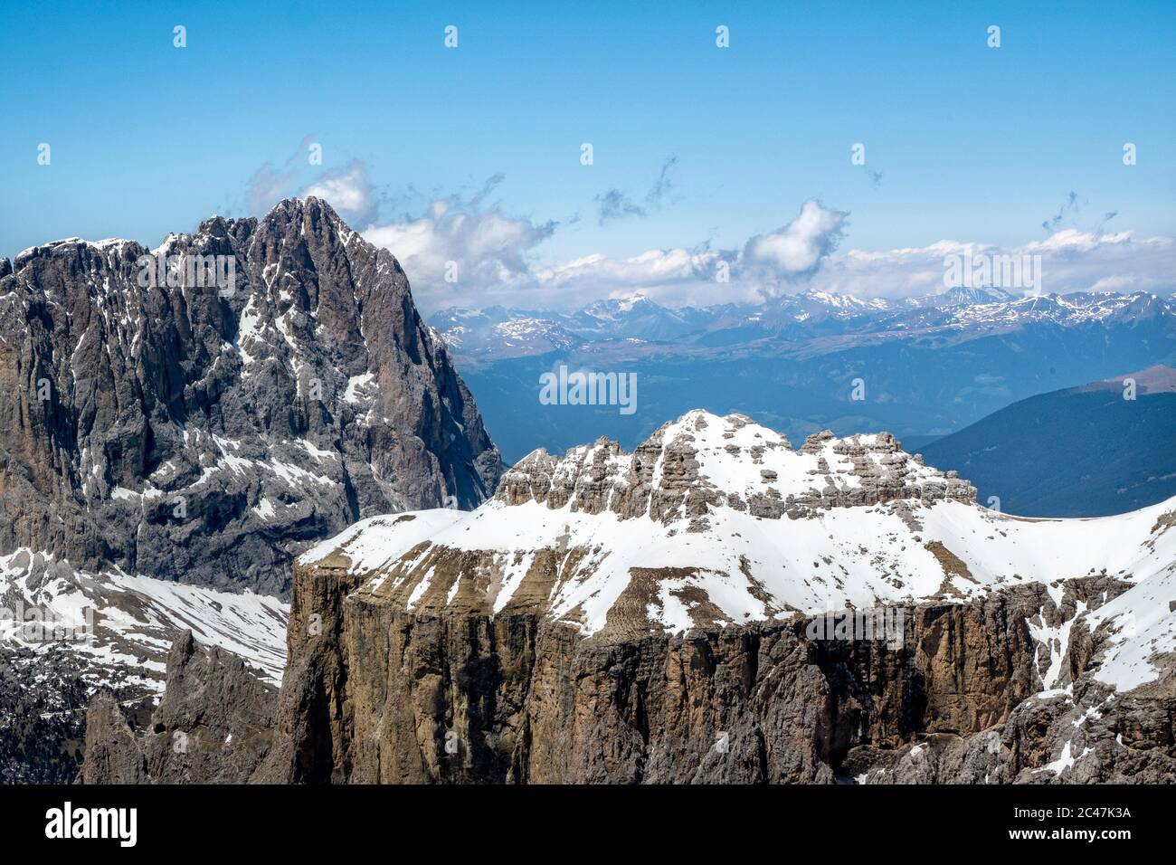 View of the Dolimites from Funivia-Seilbahn Sass Pordoi Cable Car and ...