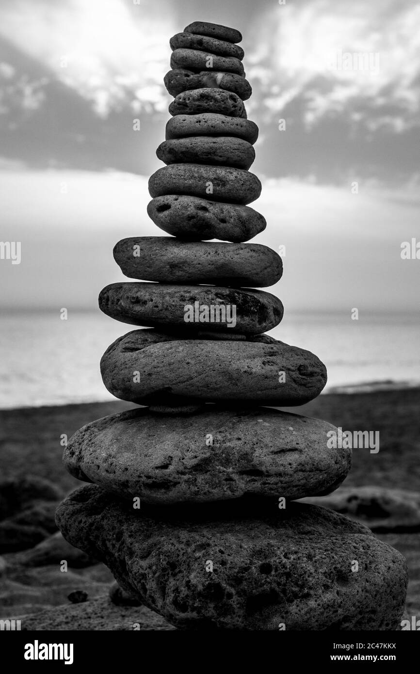Stones on top of each other Black and White Stock Photos & Images - Alamy