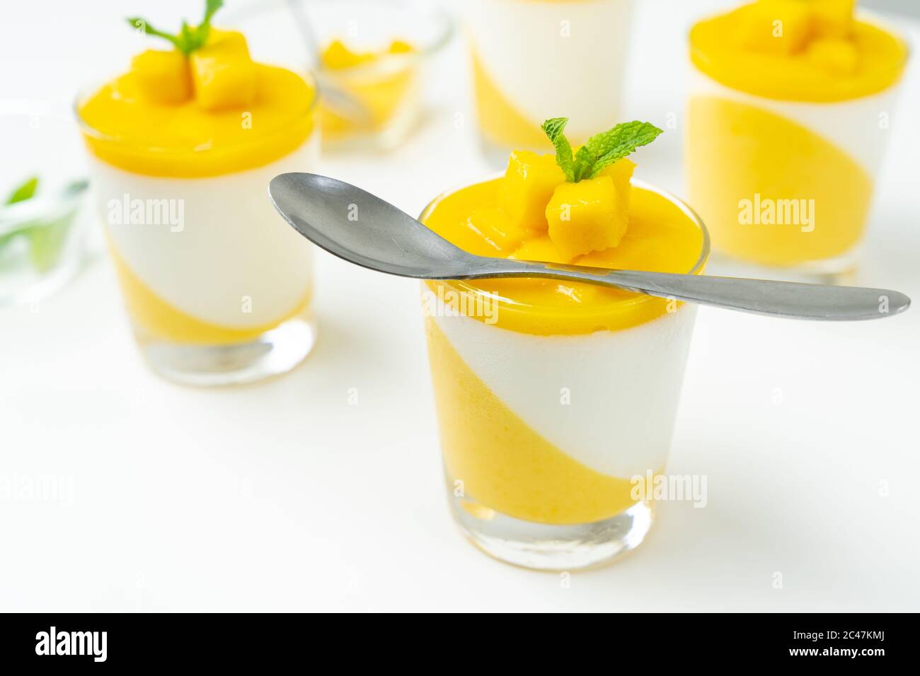 Italian dessert mango panna cotta Stock Photo - Alamy