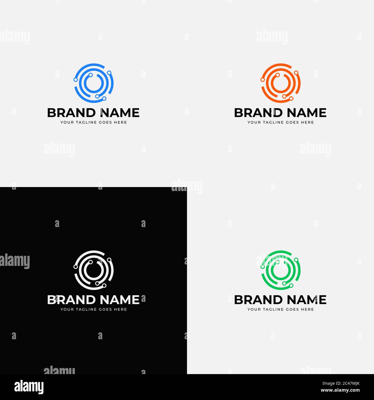 Technology circle creative modern line art style Initial letter o logo ...