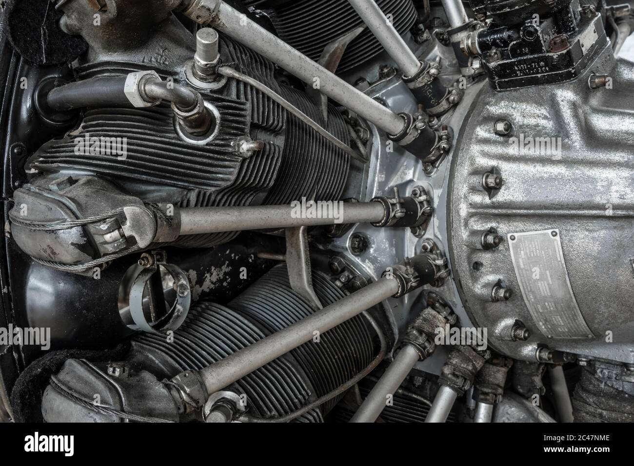 detail of a rotary engine of a historic plane Stock Photo - Alamy