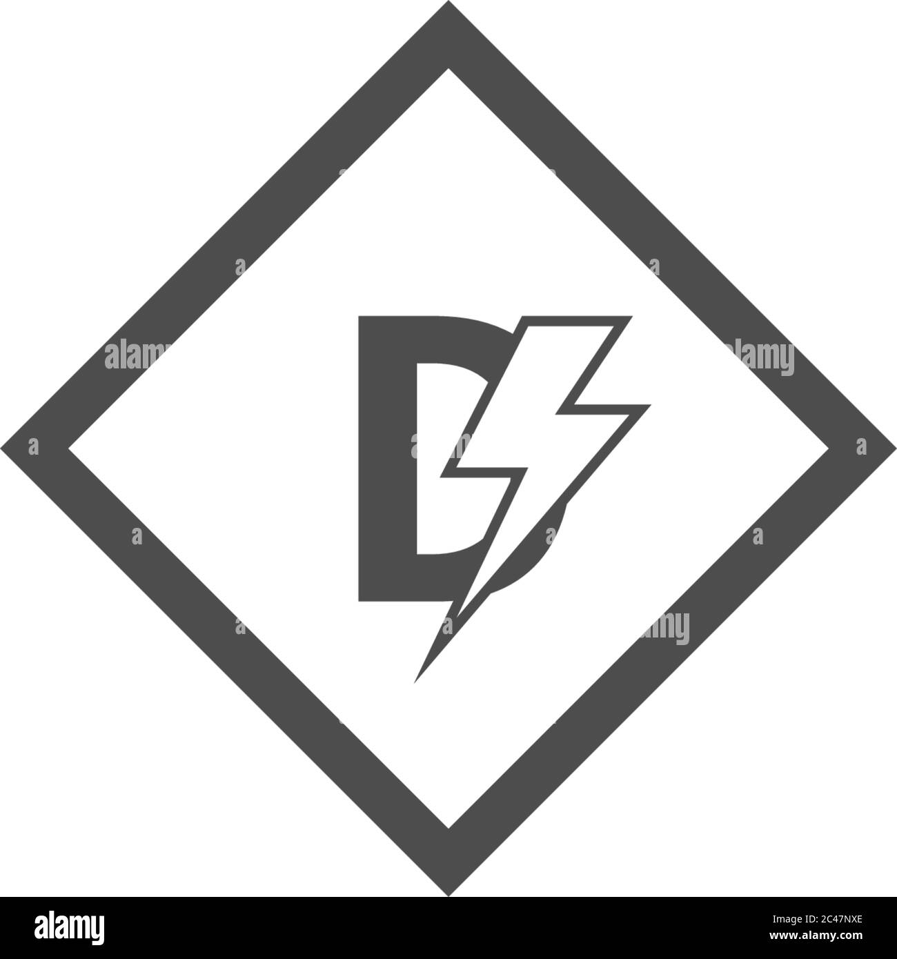 Letter D concept logo design, combination with lightning icon, in black ...