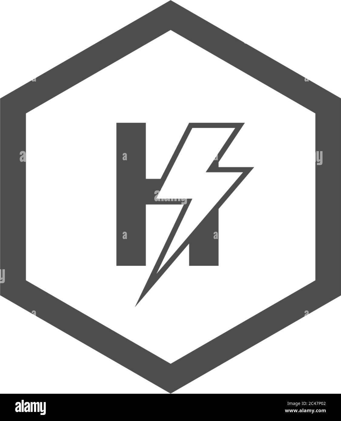 Letter H concept logo design, combination with lightning icon, in black ...
