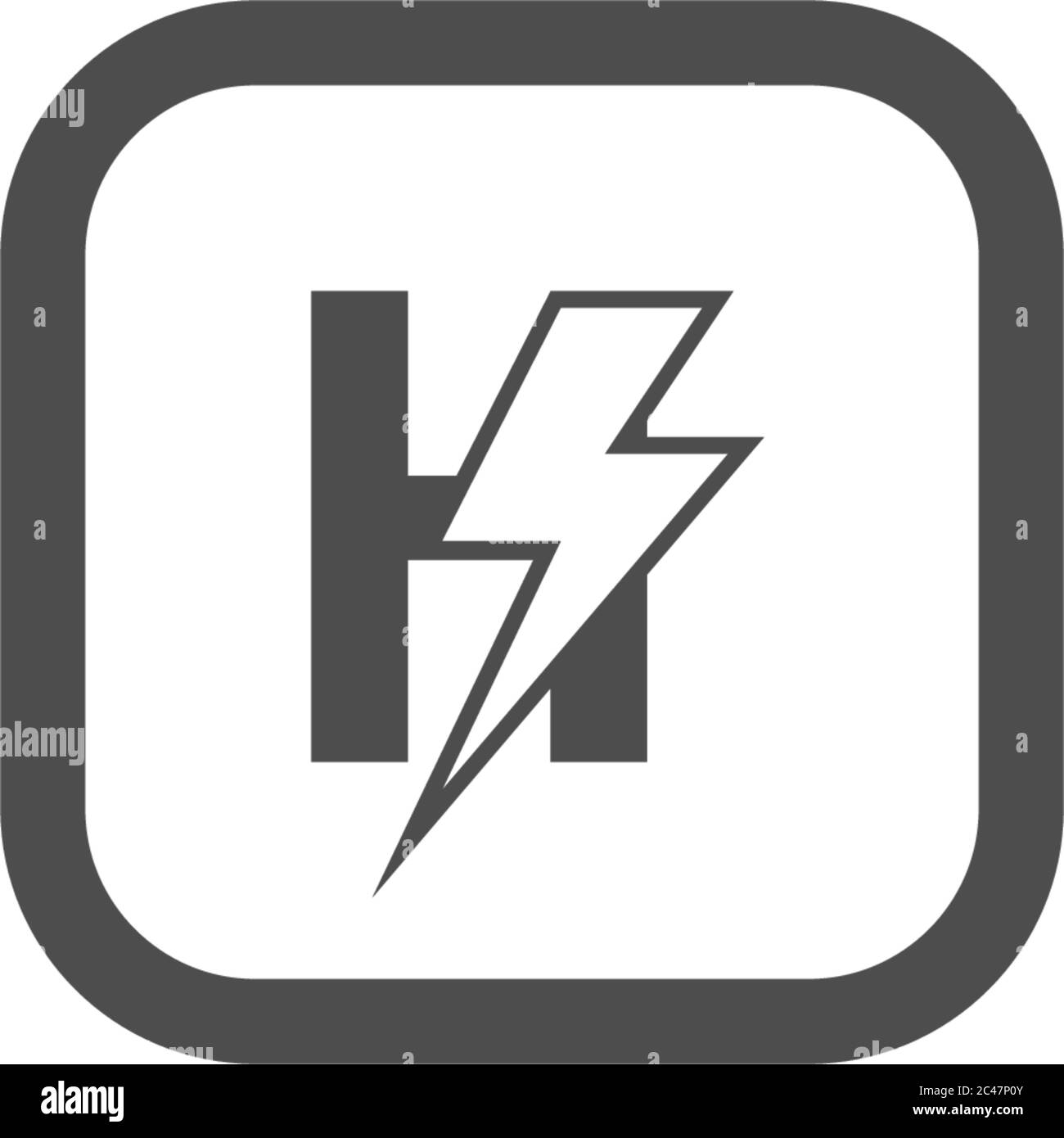 Letter H concept logo design, combination with lightning icon, in black ...