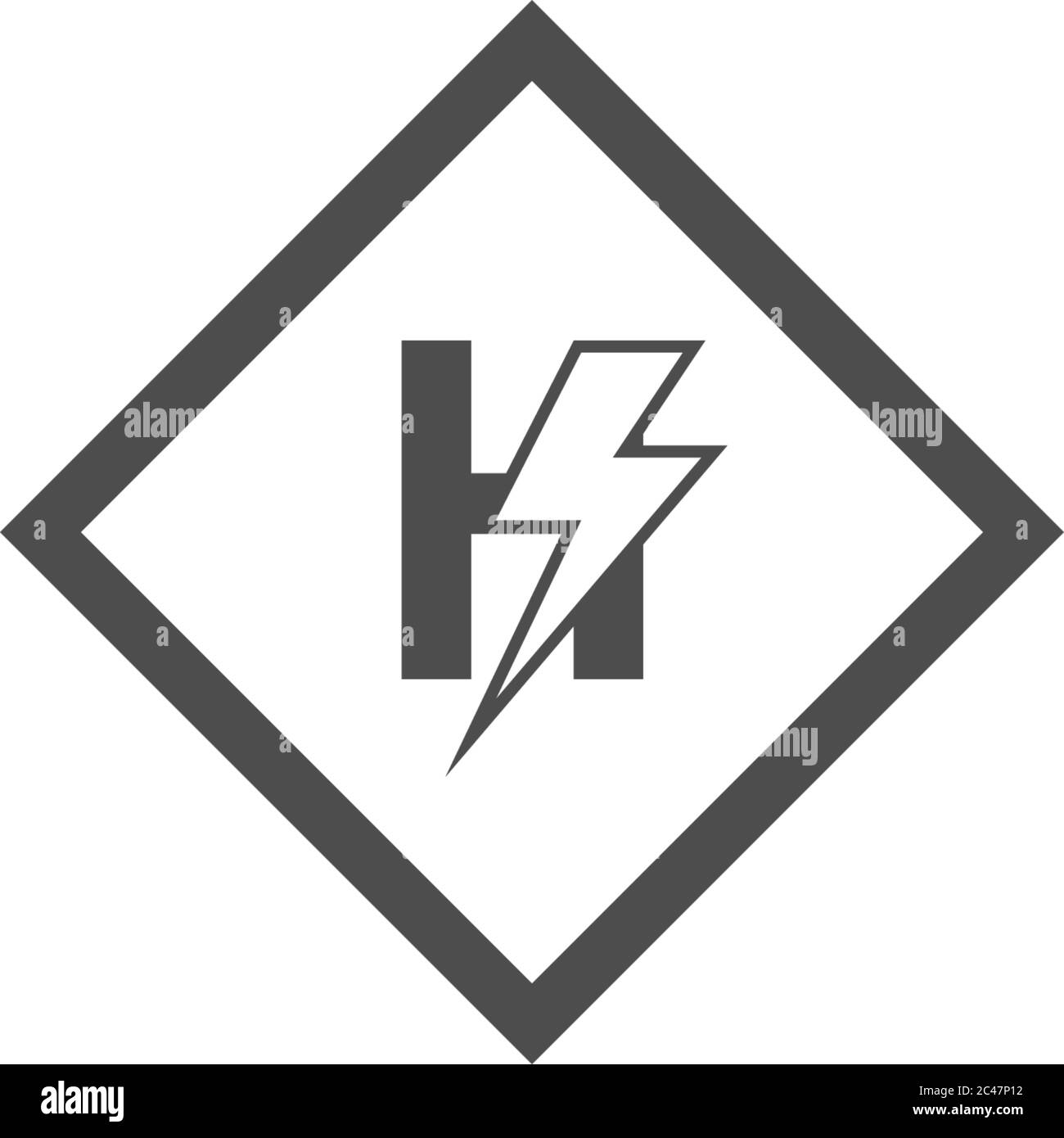Letter H concept logo design, combination with lightning icon, in black ...