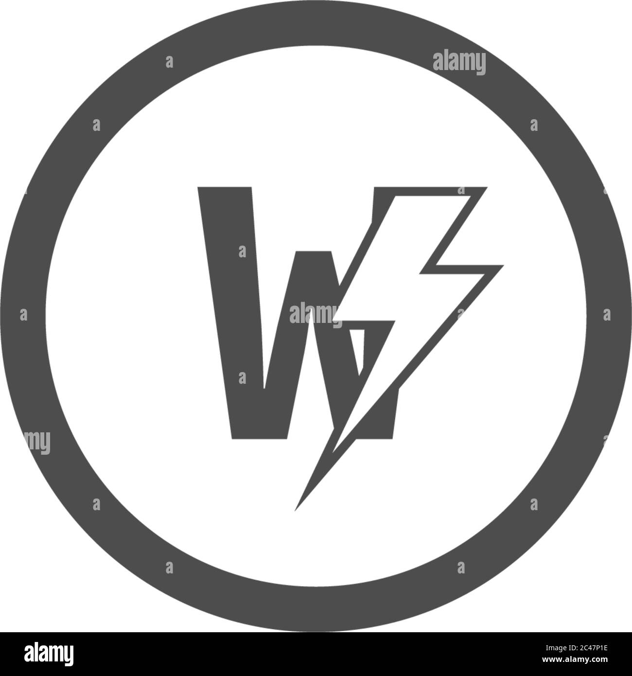 Letter W concept logo design, combination with lightning icon, in black ...
