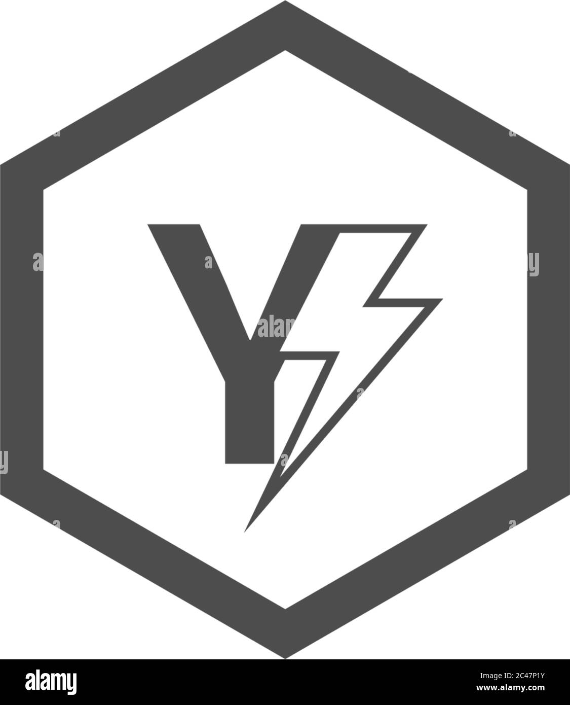 Letter Y concept logo design, combination with lightning icon, in black ...