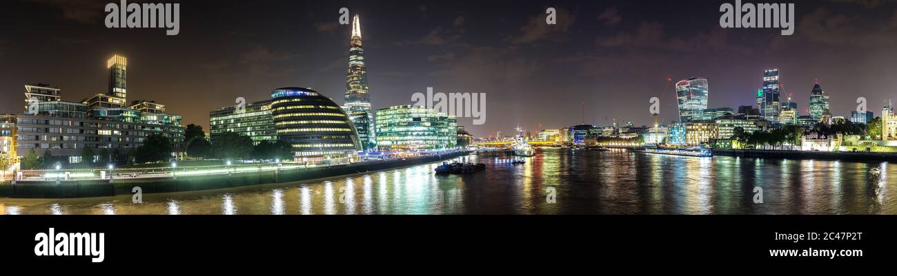 Night landscape view of The Shard in London, England, United Kingdom ...