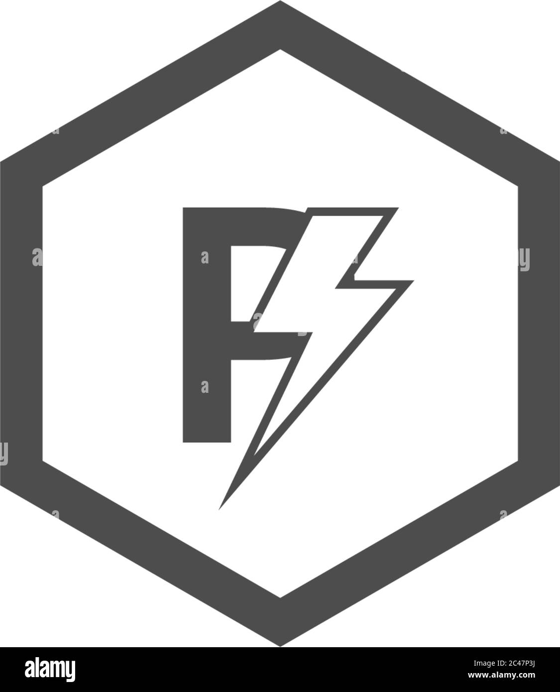 Letter P concept logo design, combination with lightning icon, in black ...