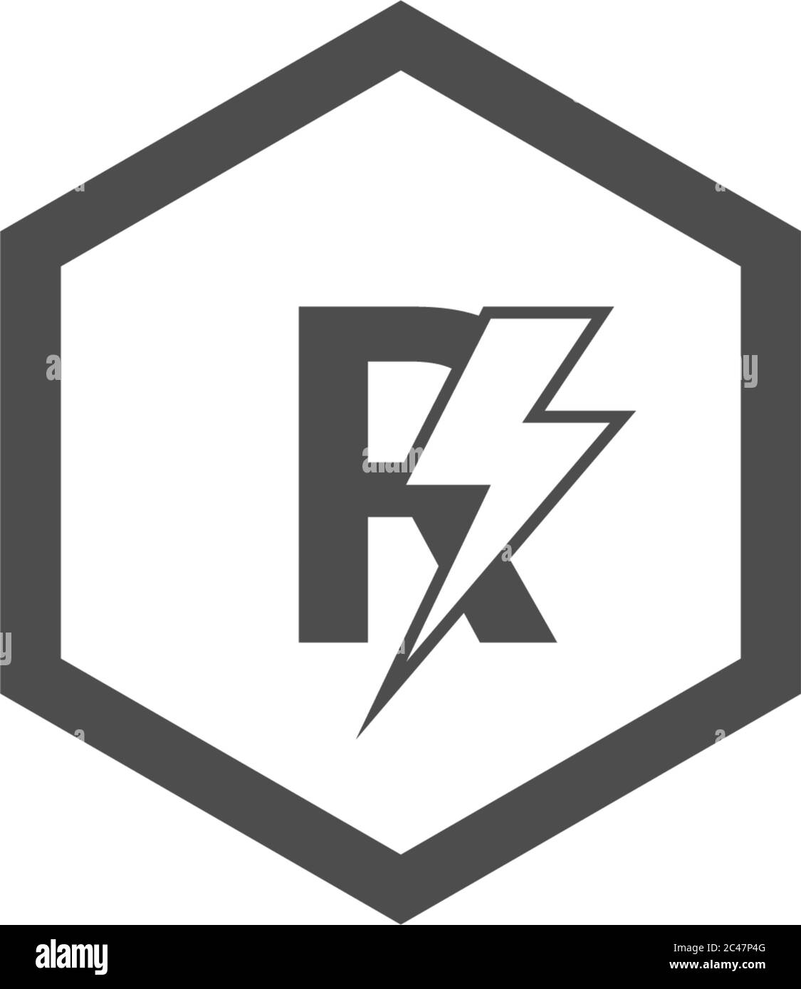 Letter R concept logo design, combination with lightning icon, in black ...