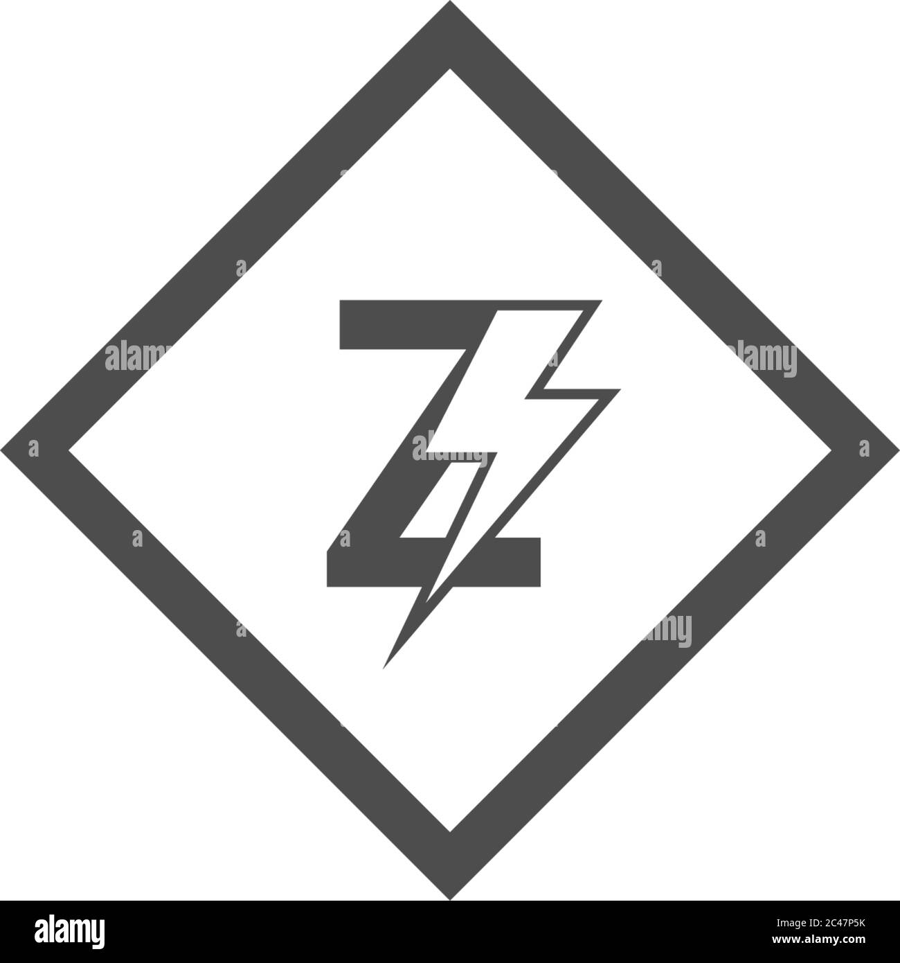 Letter Z concept logo design, combination with lightning icon, in black ...