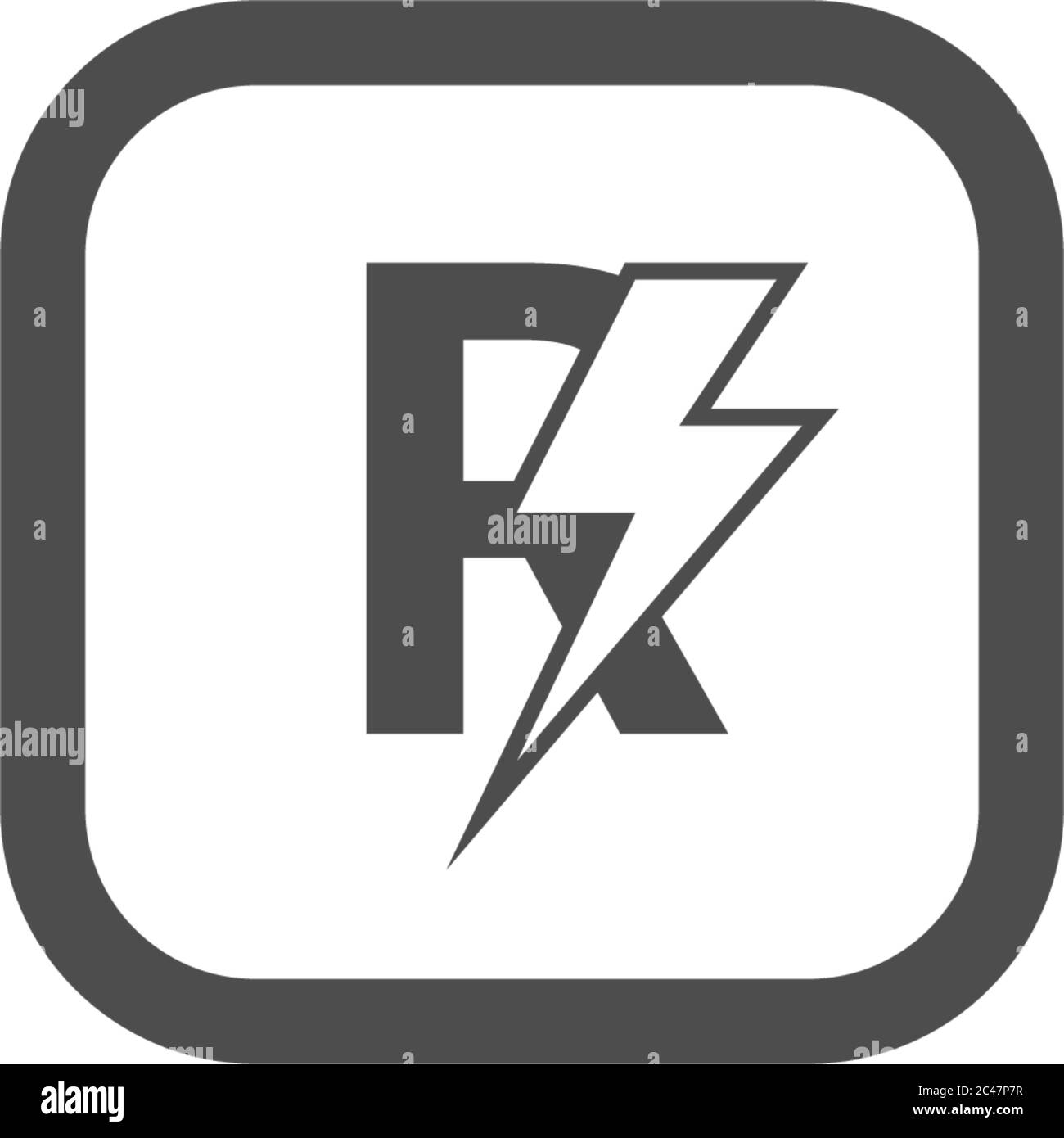 Letter R concept logo design, combination with lightning icon, in black ...
