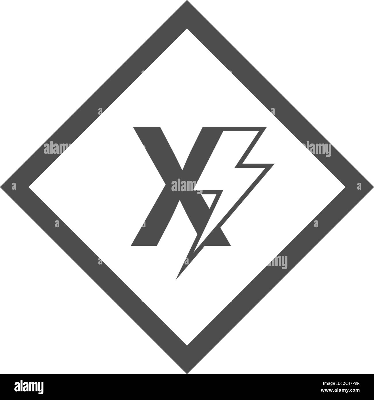 Letter X concept logo design, combination with lightning icon, in black ...