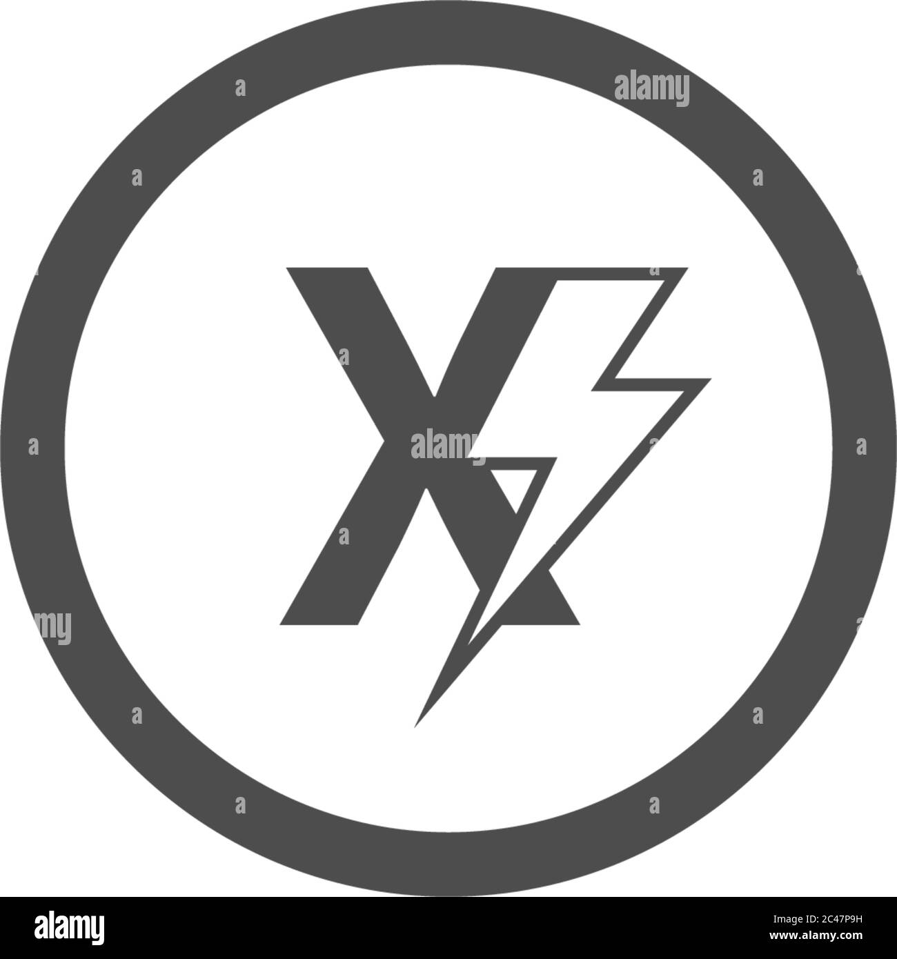 Letter X concept logo design, combination with lightning icon, in black ...