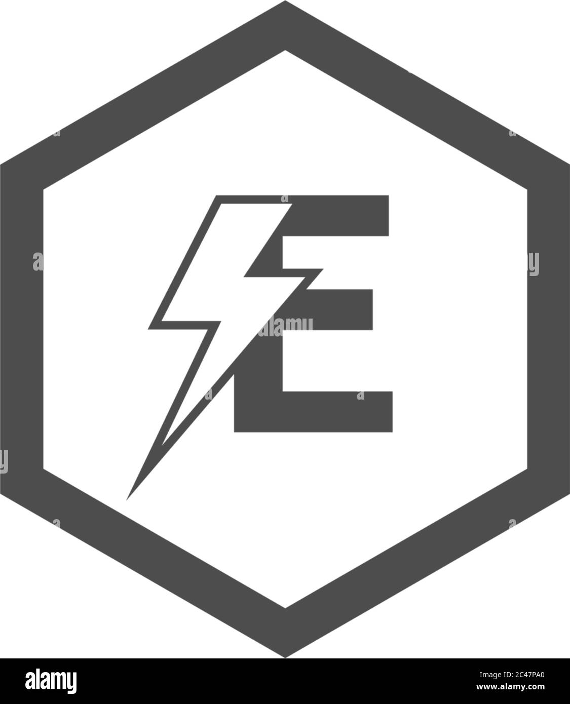 Letter E concept logo design, combination with lightning icon, in black ...
