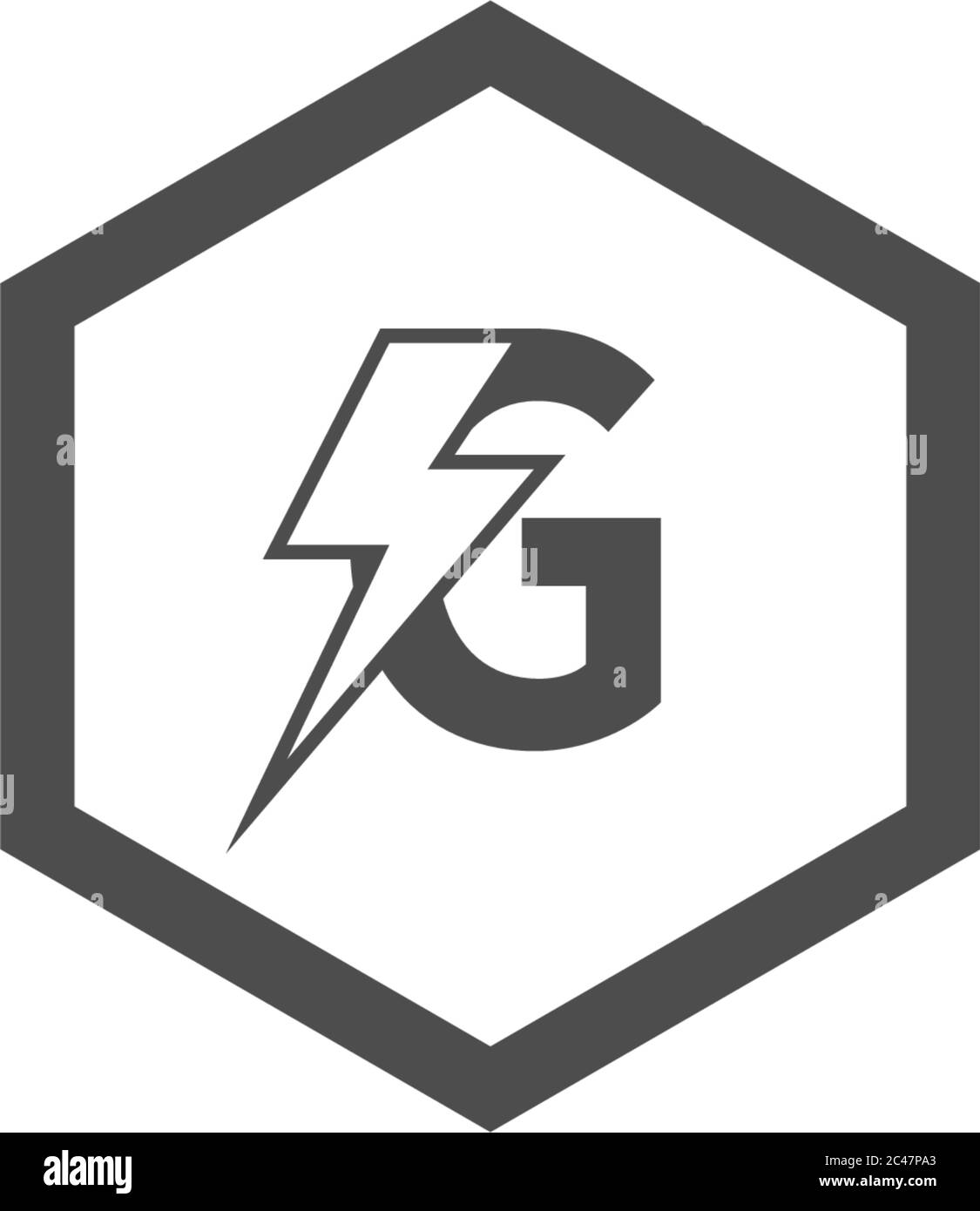 Letter G concept logo design, combination with lightning icon, in black ...