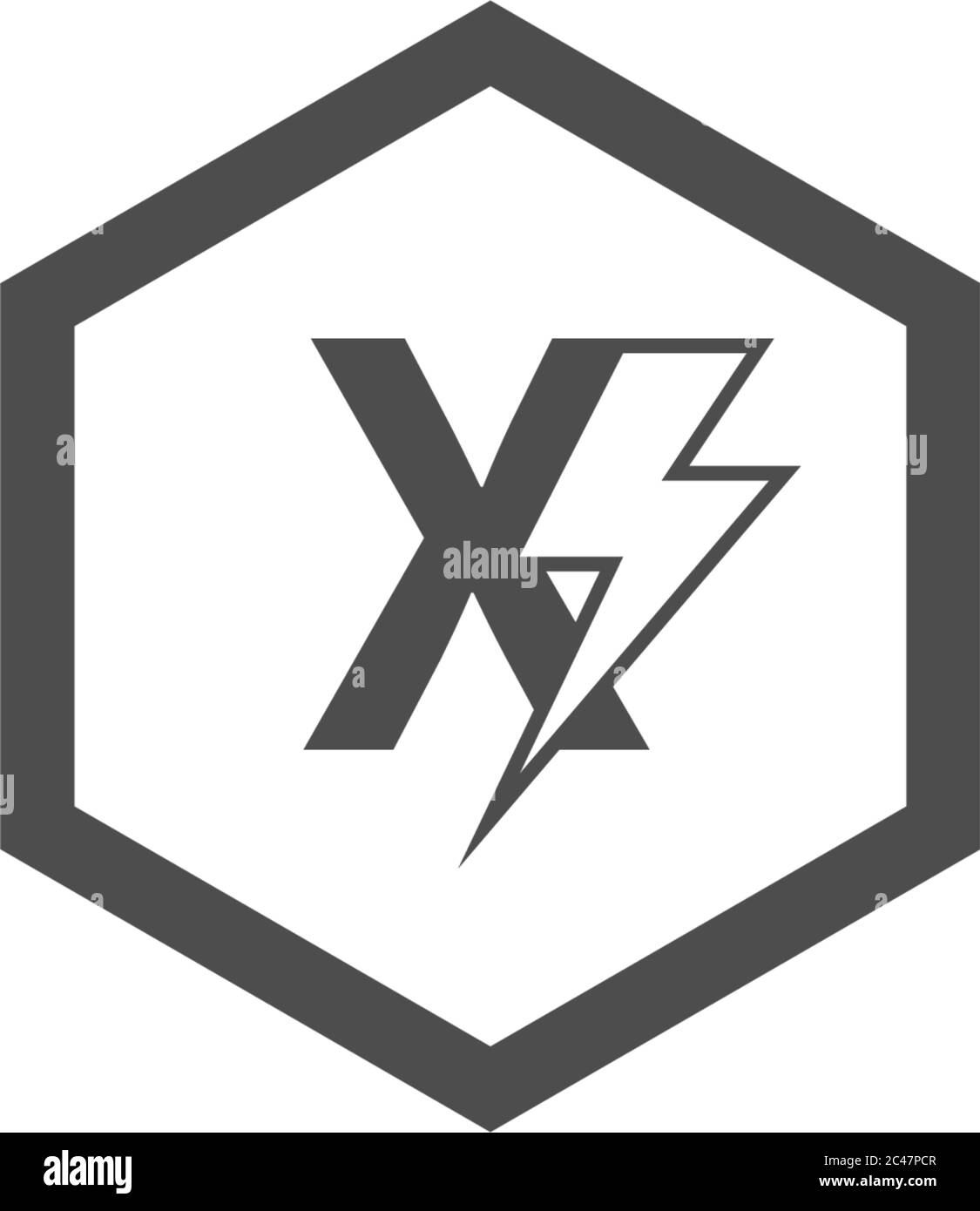Letter X concept logo design, combination with lightning icon, in black ...