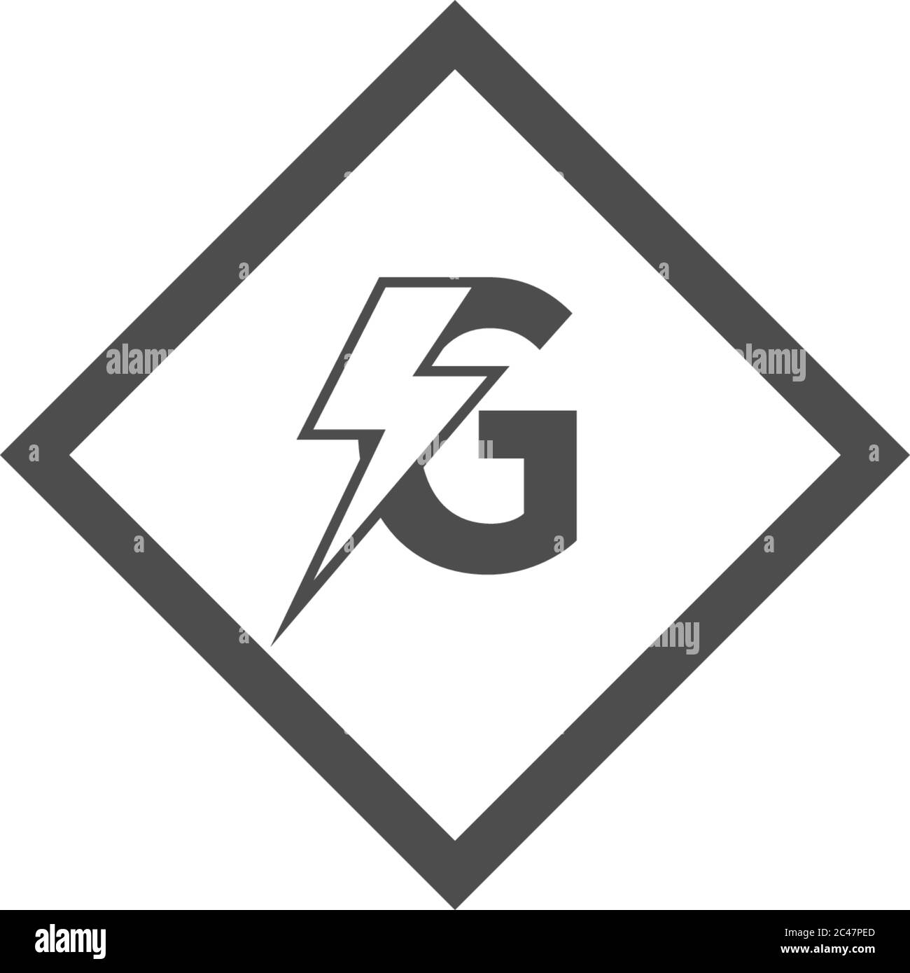Letter G concept logo design, combination with lightning icon, in black ...