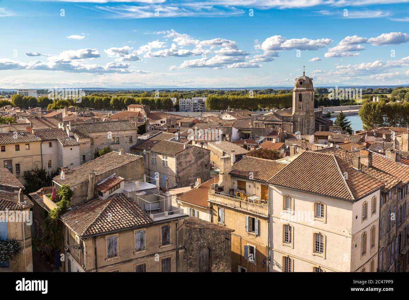 Aerial panoramic view of Arles, France in a beautiful summer day Stock ...