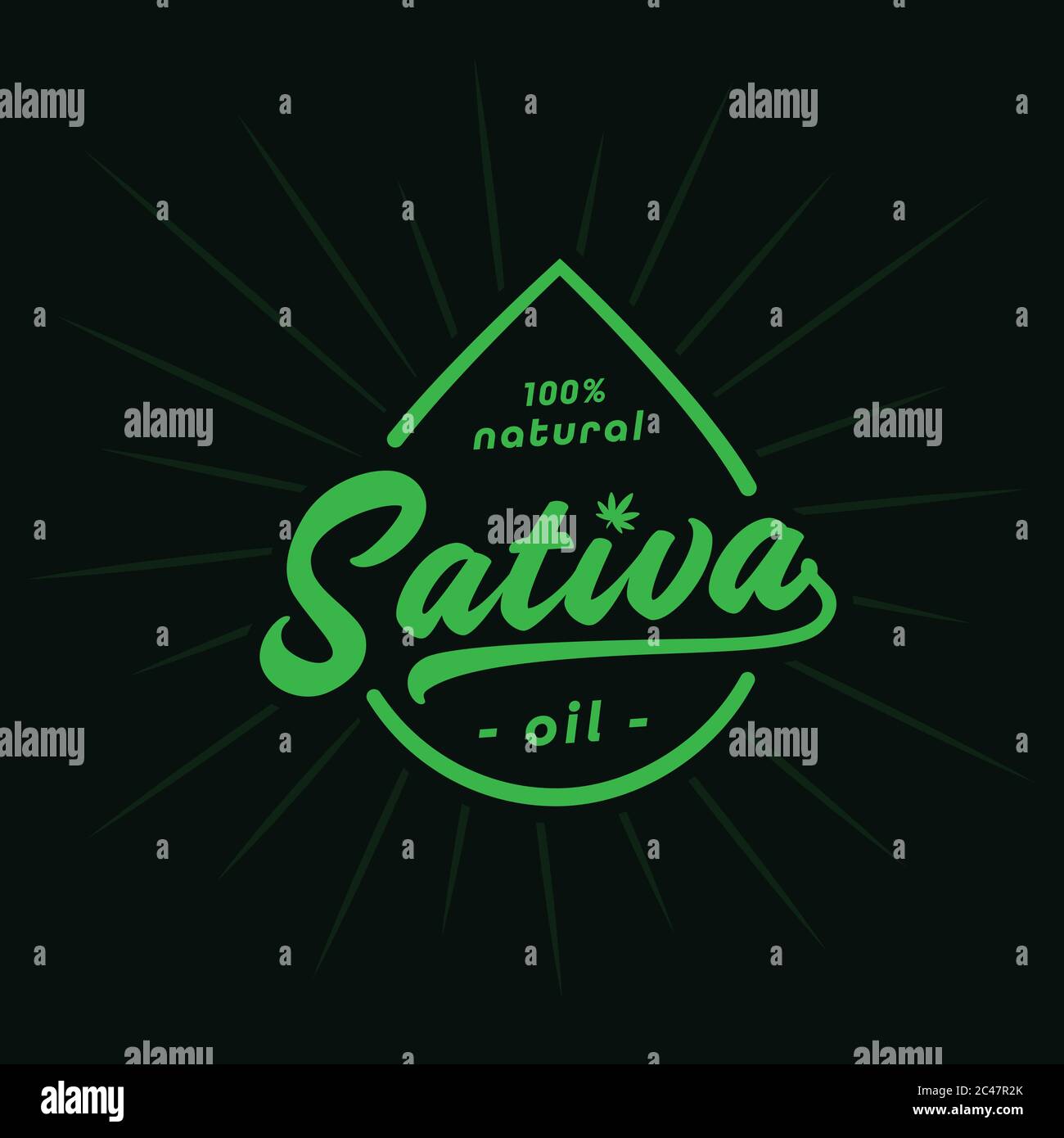 Sativa. Medical oil design template. Vector and illustration Stock ...