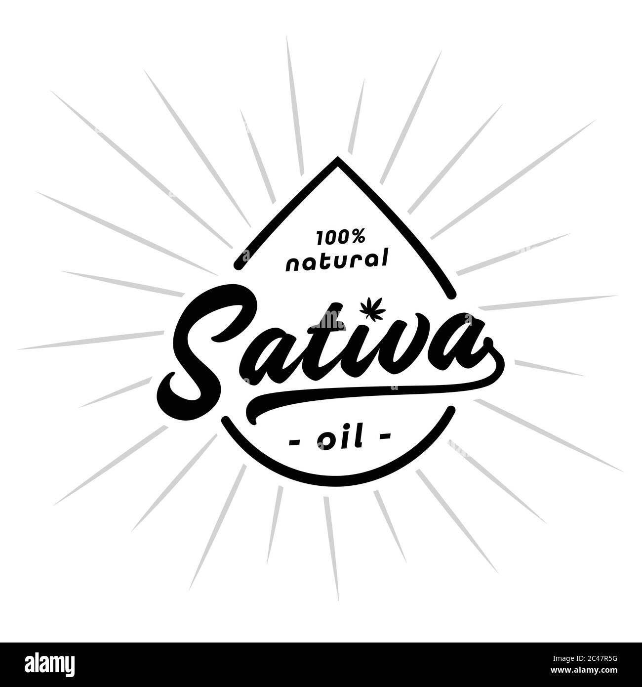Sativa. Medical oil design template. Vector and illustration Stock ...