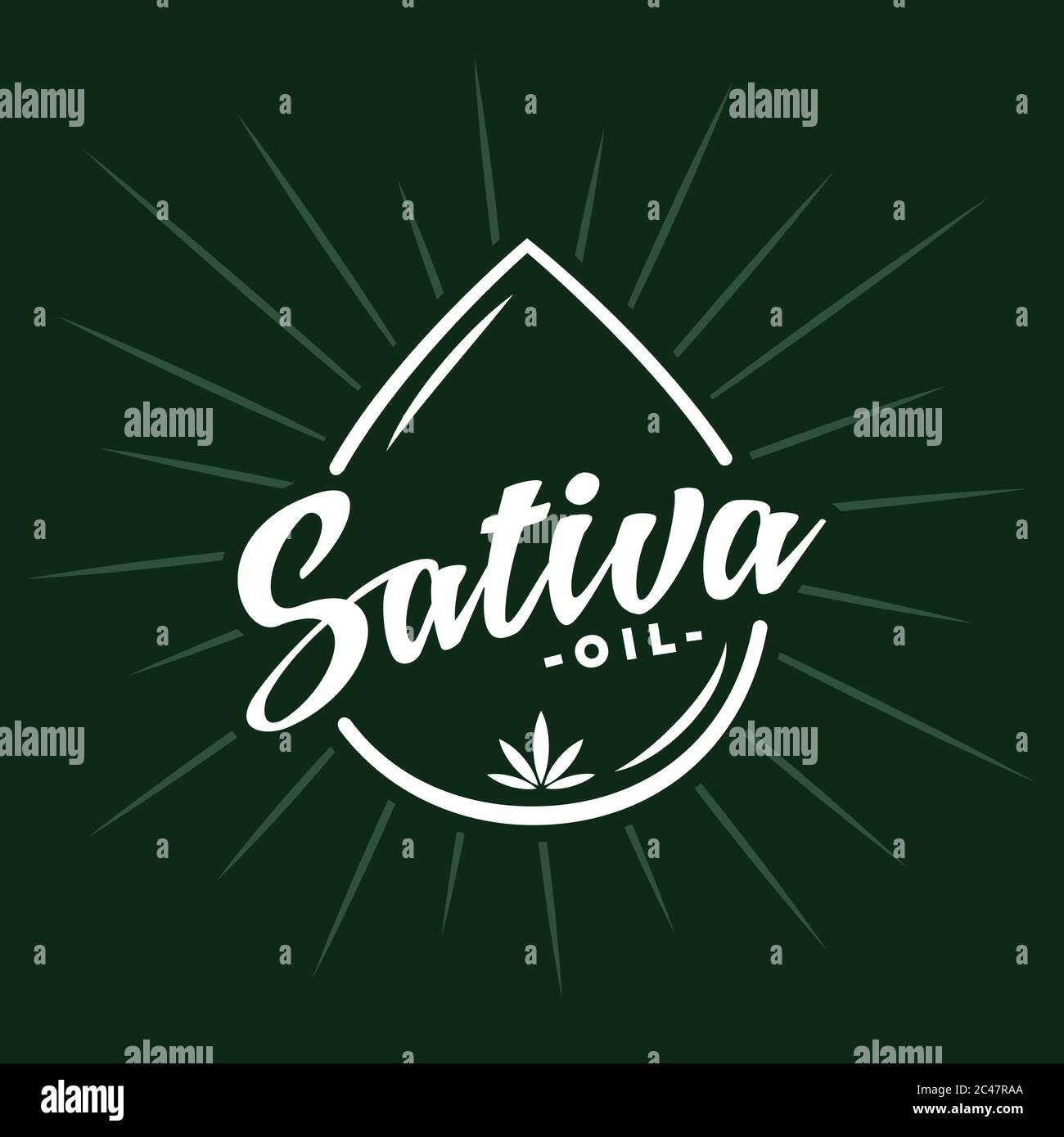 Sativa. Medical oil design template. Vector and illustration Stock ...