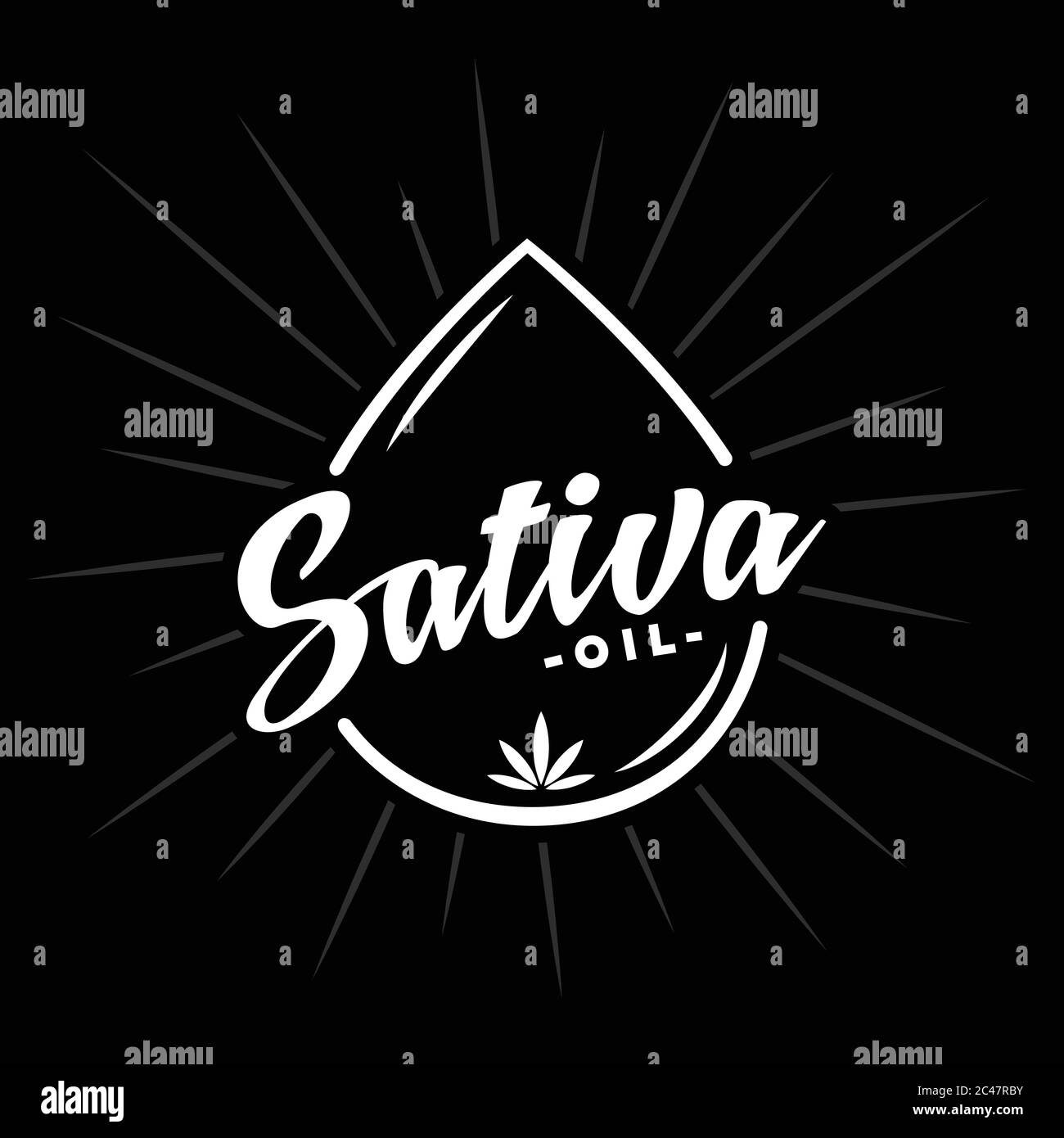 Sativa. Medical oil design template. Vector and illustration Stock ...
