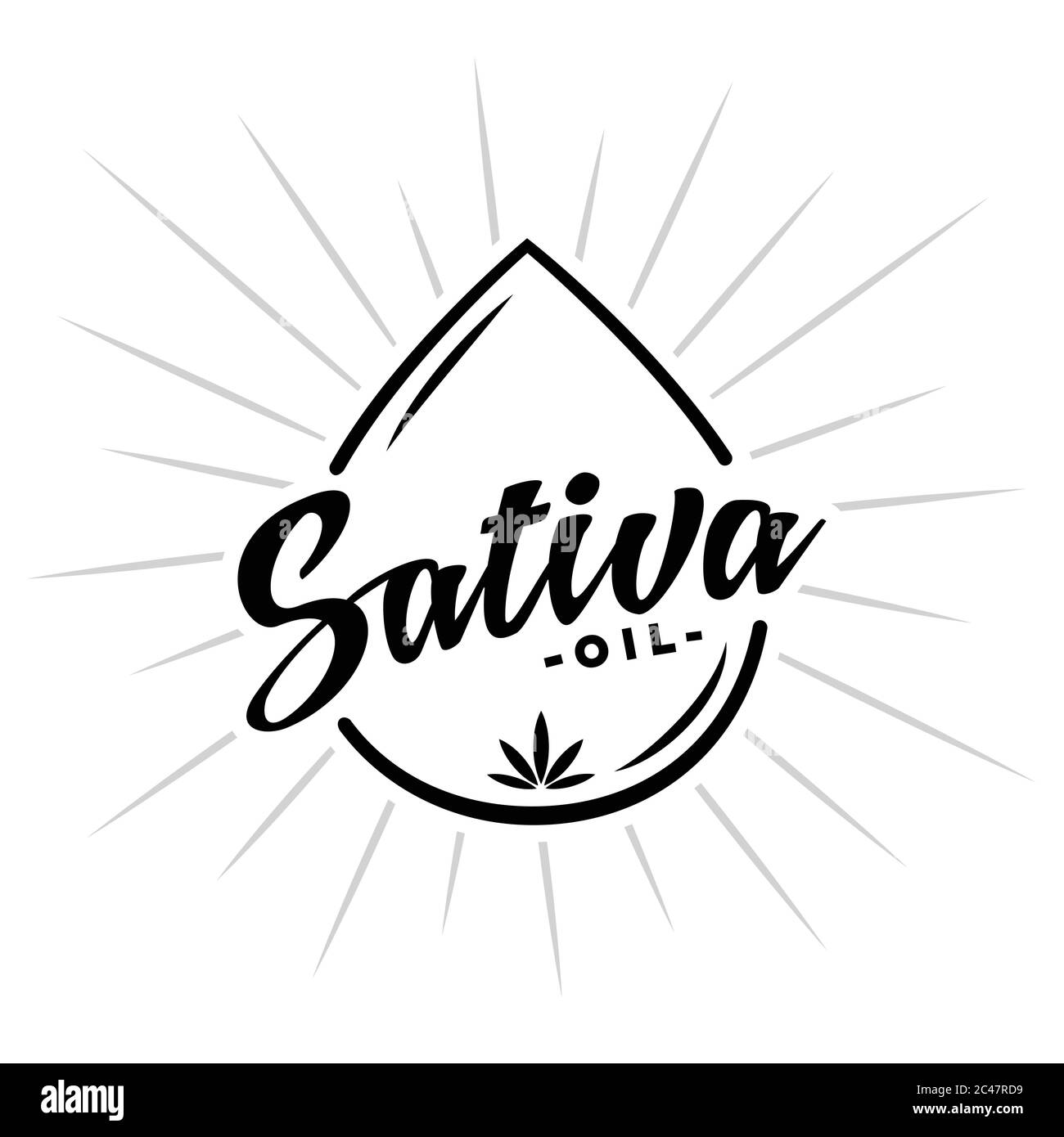 Sativa. Medical oil design template. Vector and illustration Stock ...