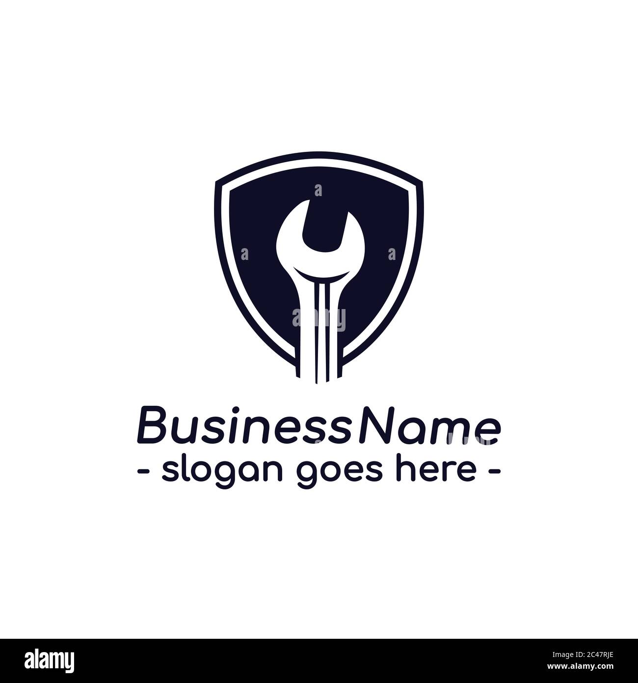 Shield repair logo design template. Vector and illustration Stock ...