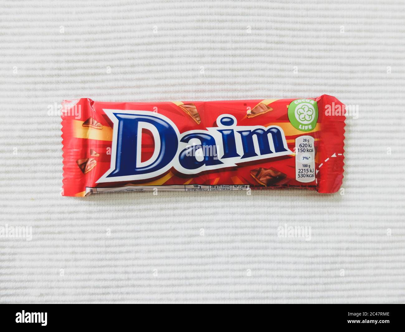 Daim chocolate bar. Daim sweets are candies from Sweden made with milk ...