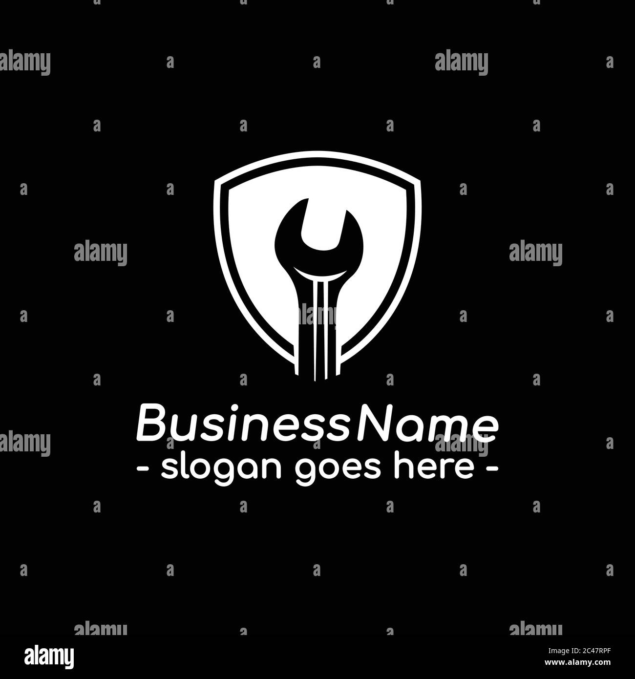 Shield repair logo design template. Vector and illustration Stock ...