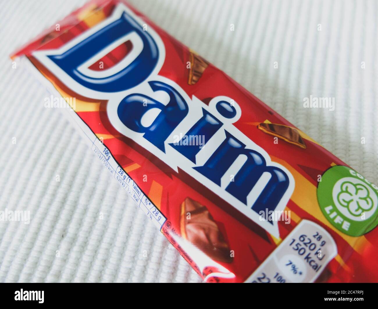 Daim chocolate bar. Daim sweets are candies from Sweden made with milk ...