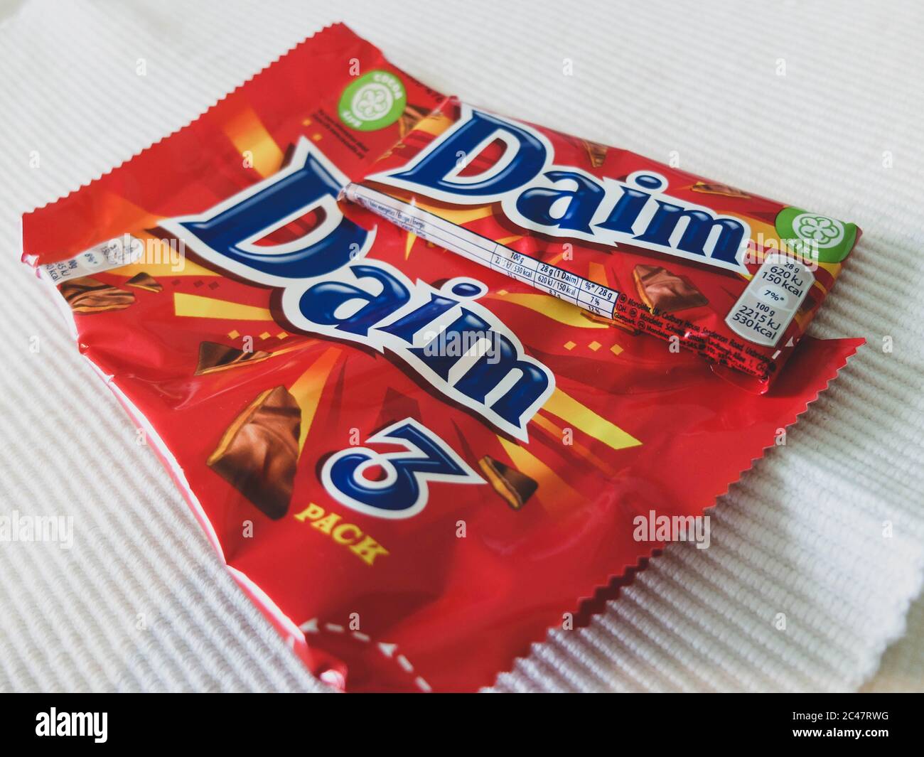 Daim chocolate bar. Daim sweets are candies from Sweden made with milk ...