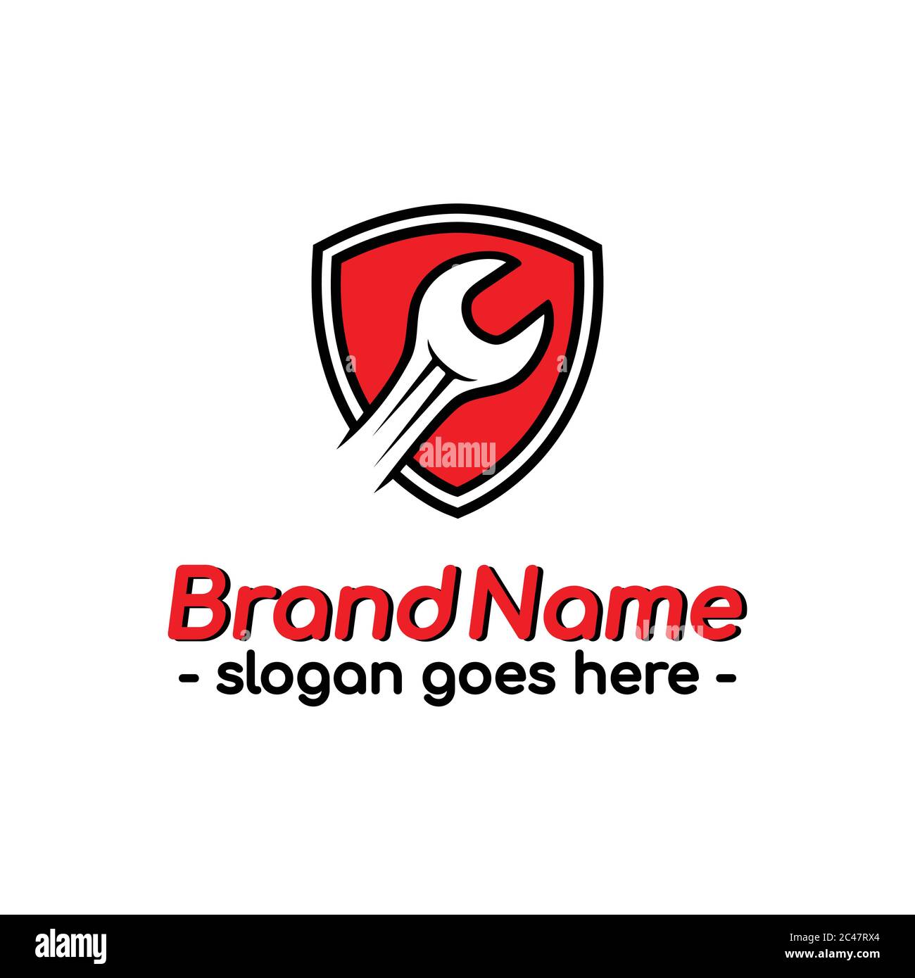 Shield repair logo design template. Vector and illustration Stock ...