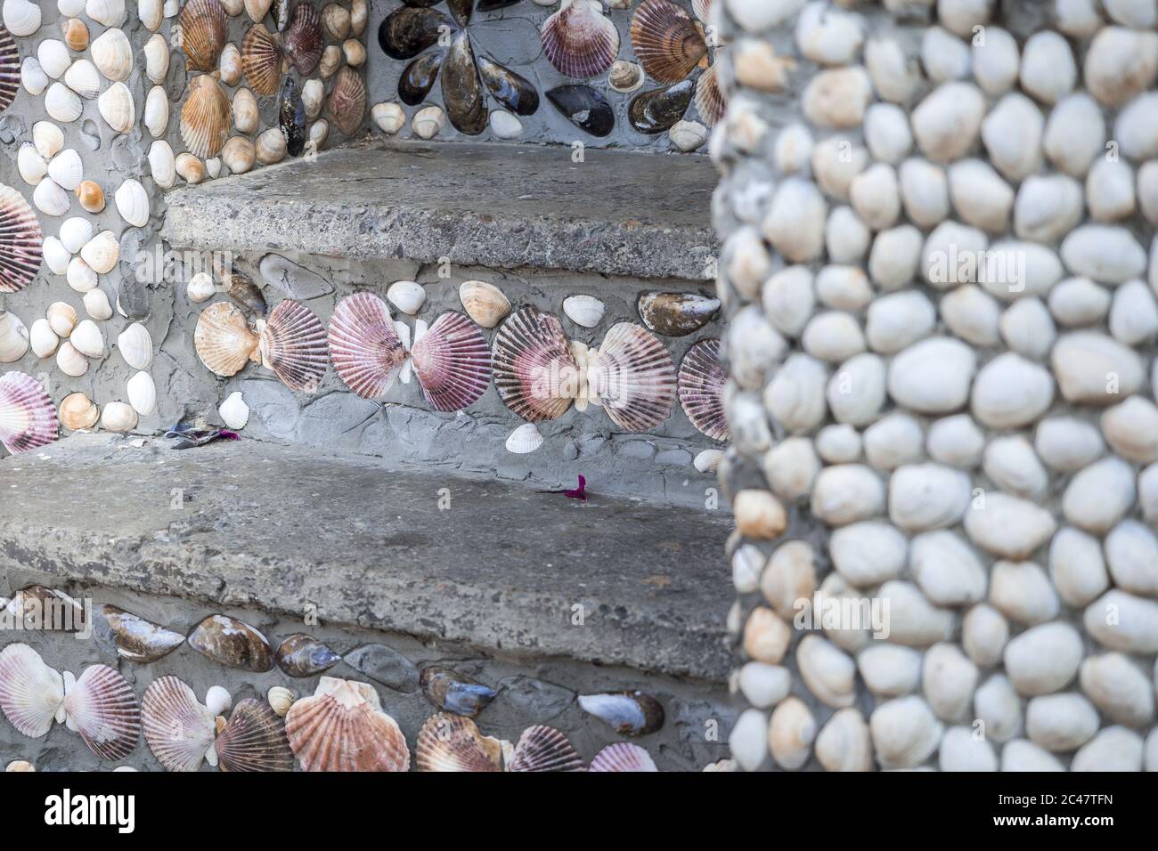 Closeup shot of the shell stairs captured in Asturias in Spain Stock ...
