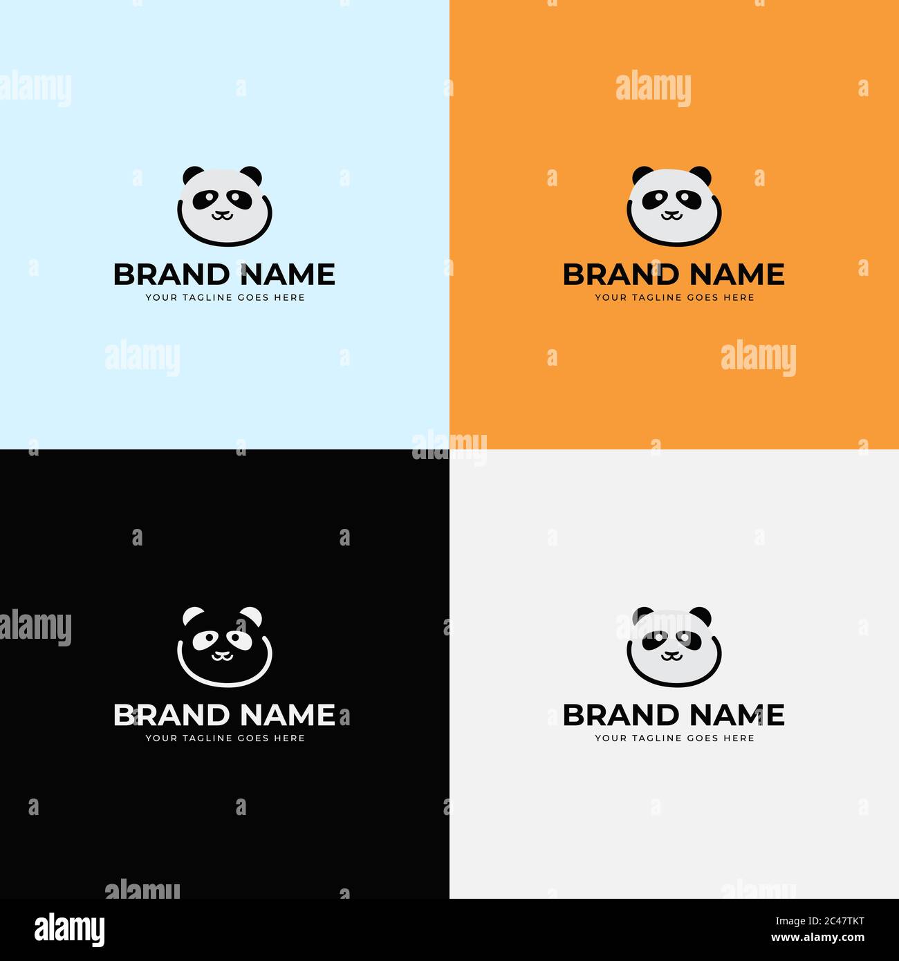 Negative space cute panda bear silhouette Logo design vector template ...