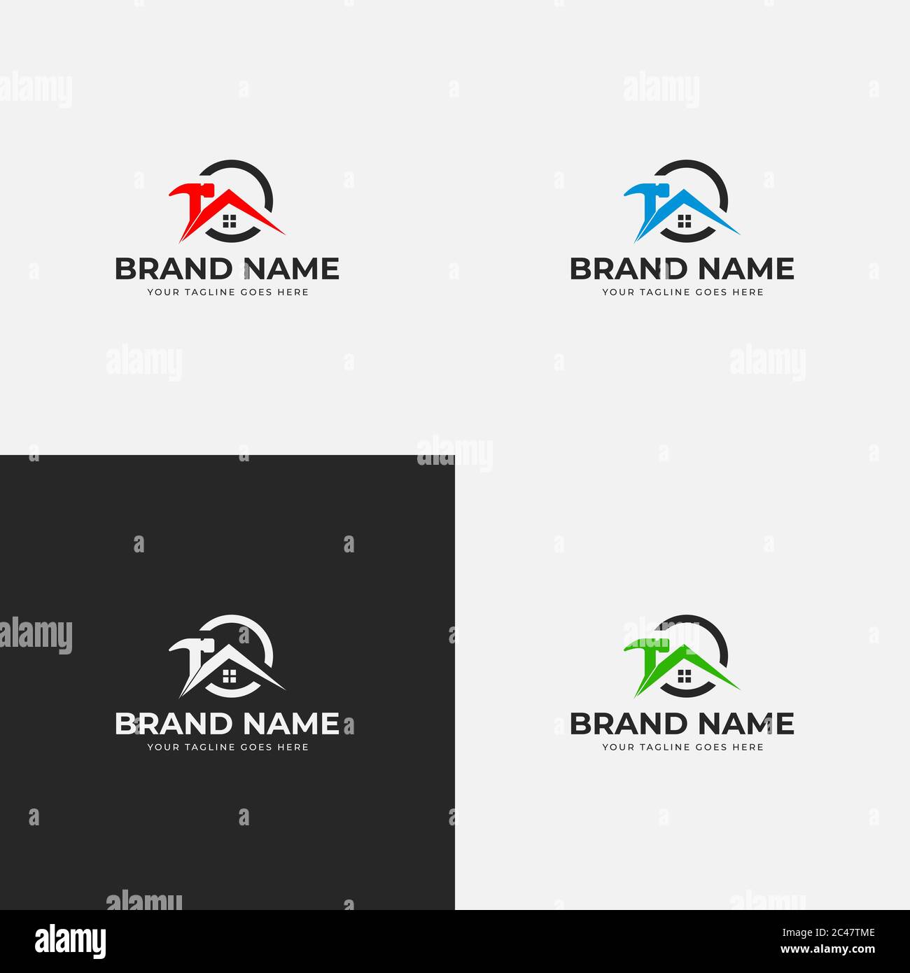 Circle home repair logo design template vector illustration. House ...