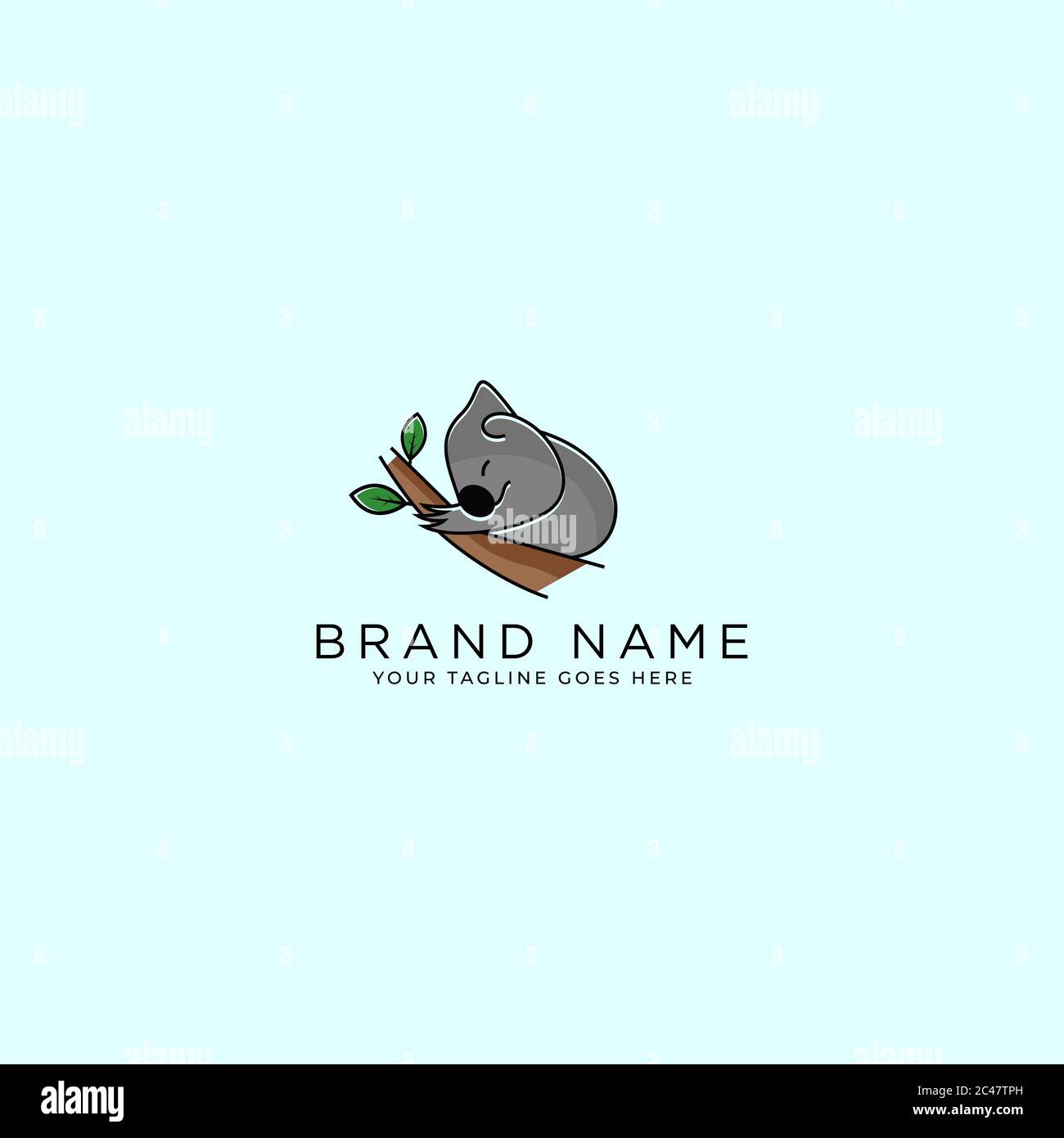 Sleeping simple creative unique koala animal logo design template ...