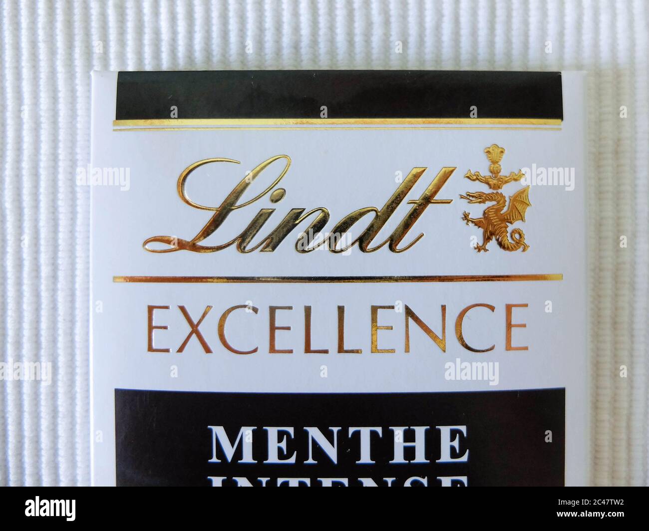 Lindt chocolate bar, packaging. Lindt is a brand of luxury and quality ...