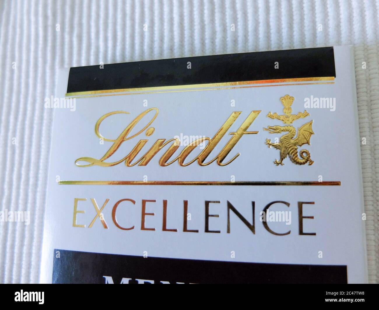 Lindt chocolate bar, packaging. Lindt is a brand of luxury and quality ...