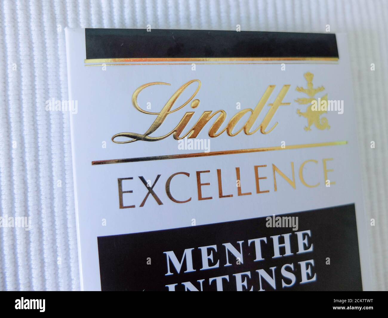 Lindt chocolate bar, packaging. Lindt is a brand of luxury and quality ...