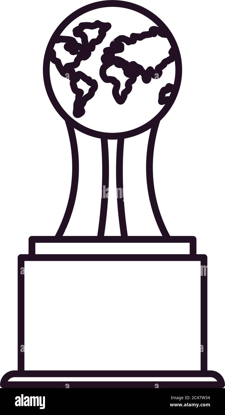 world trophy line style icon design, Soccer football sport hobby ...