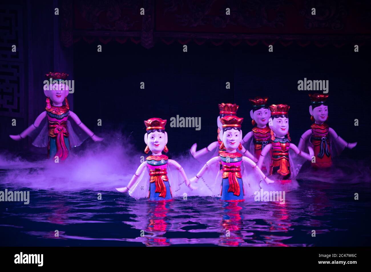 Traditional Water Puppet show performed at Thang Long Theatre. Hanoi, Old Quarter, Vietnam Stock ...