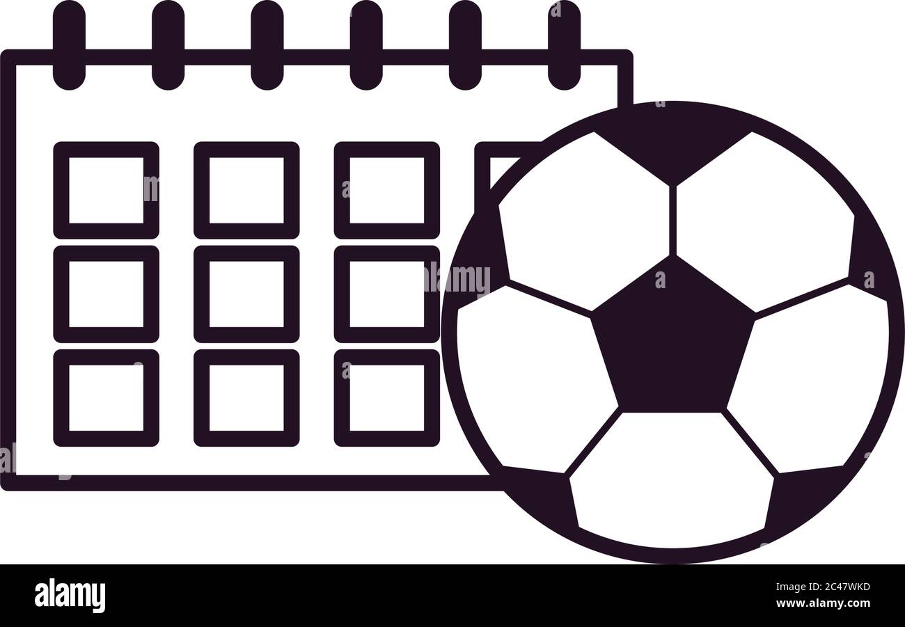 Ball and calendar line style icon design, Soccer football sport hobby ...