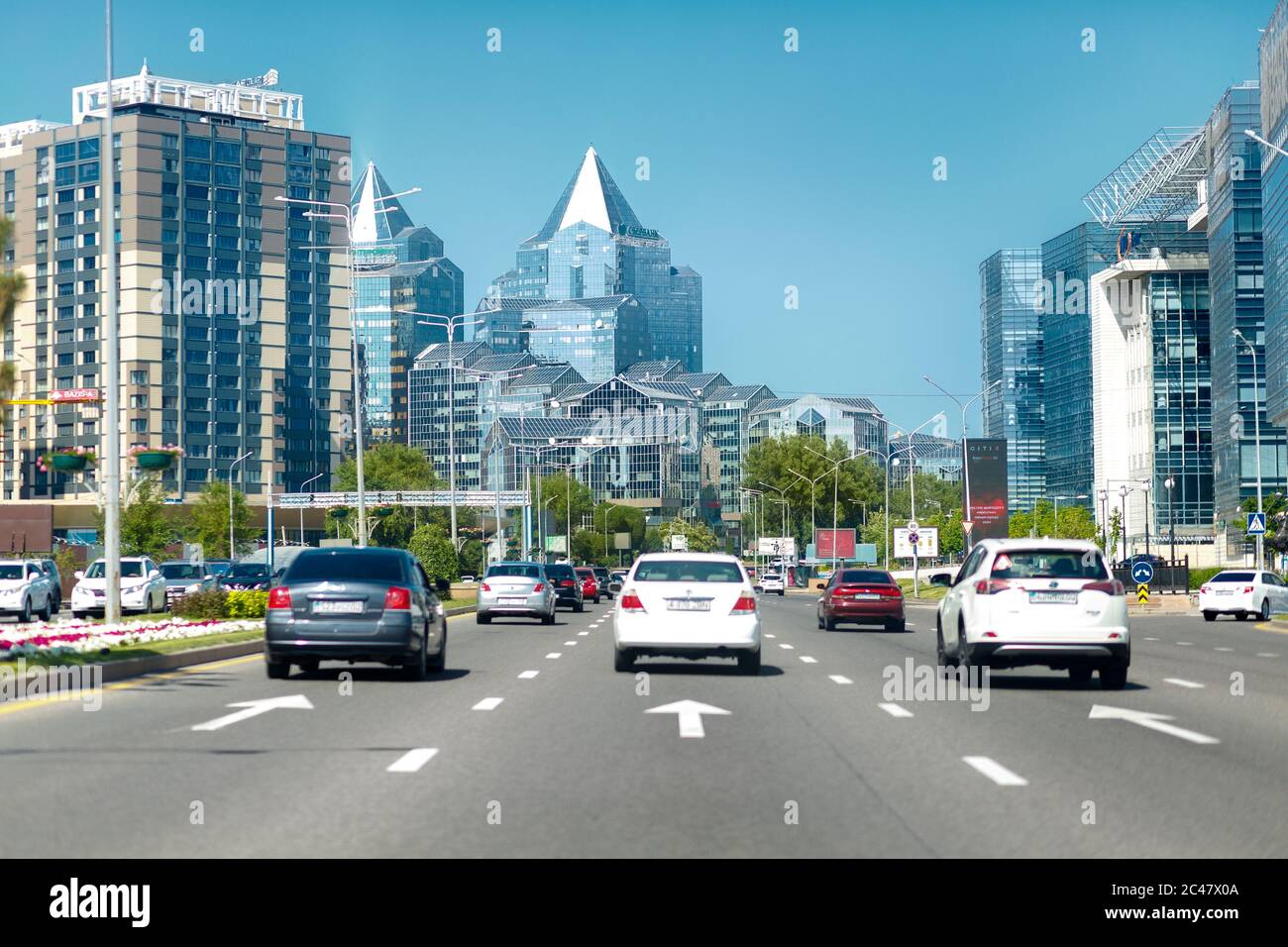Almaty, Kazakhstan - June 13, 2020: Nurly tau, complex of buildings ...
